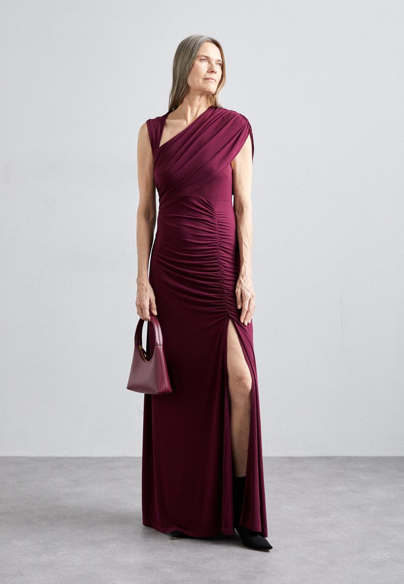Hervé Léger RUCHED MATTE DRAPED GOWN - Jerseykleid - sangria/braun ...