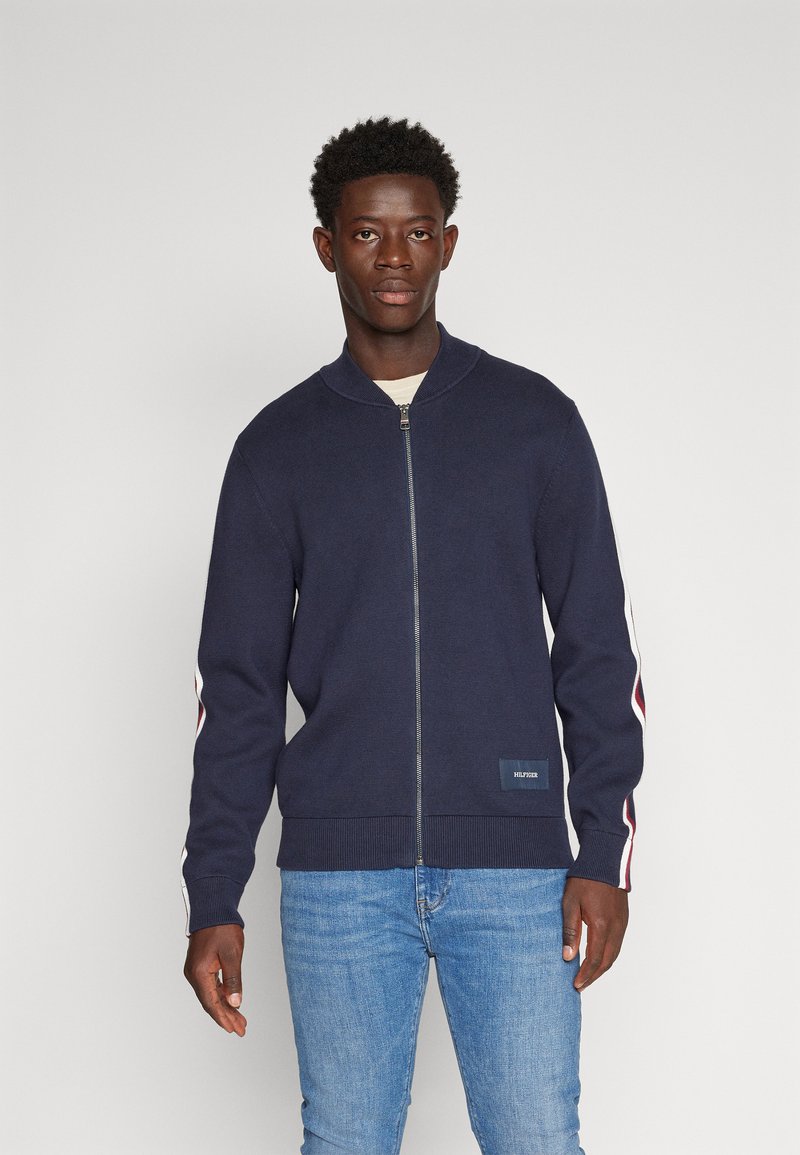 Tommy Hilfiger Global Stripe Baseball Cardigan Desert Sky Dark Blue