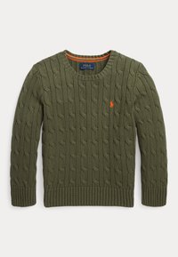 Polo Ralph Lauren CABLE KNIT COTTON SWEATER - Neule - dark sage ...