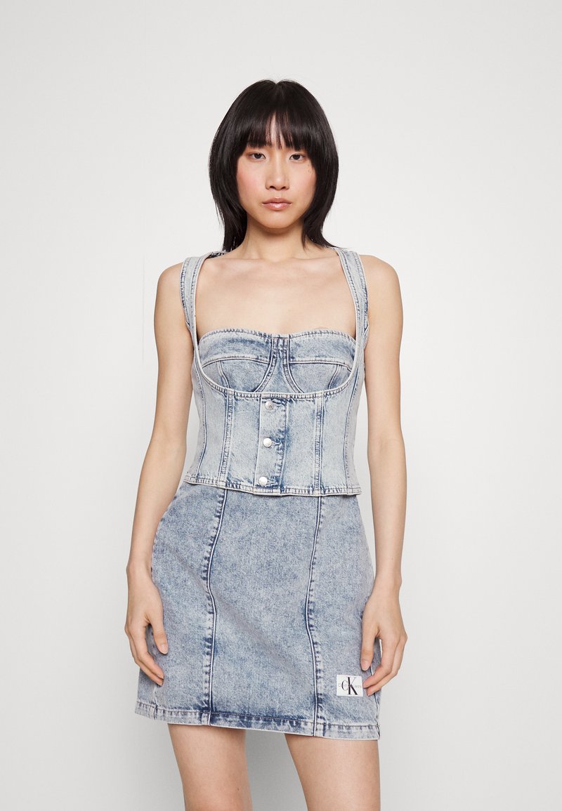 Calvin Klein Jeans CORSET VEST - Bluse - denim light/light-blue denim ...