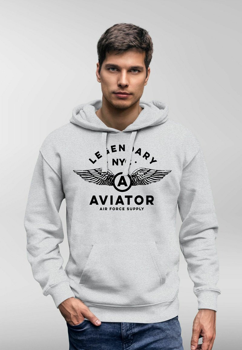 Neverless LEGENDARY NYC AVIATOR AIR FORCE FLÜGEL K - Hoodie - grau/grey ...