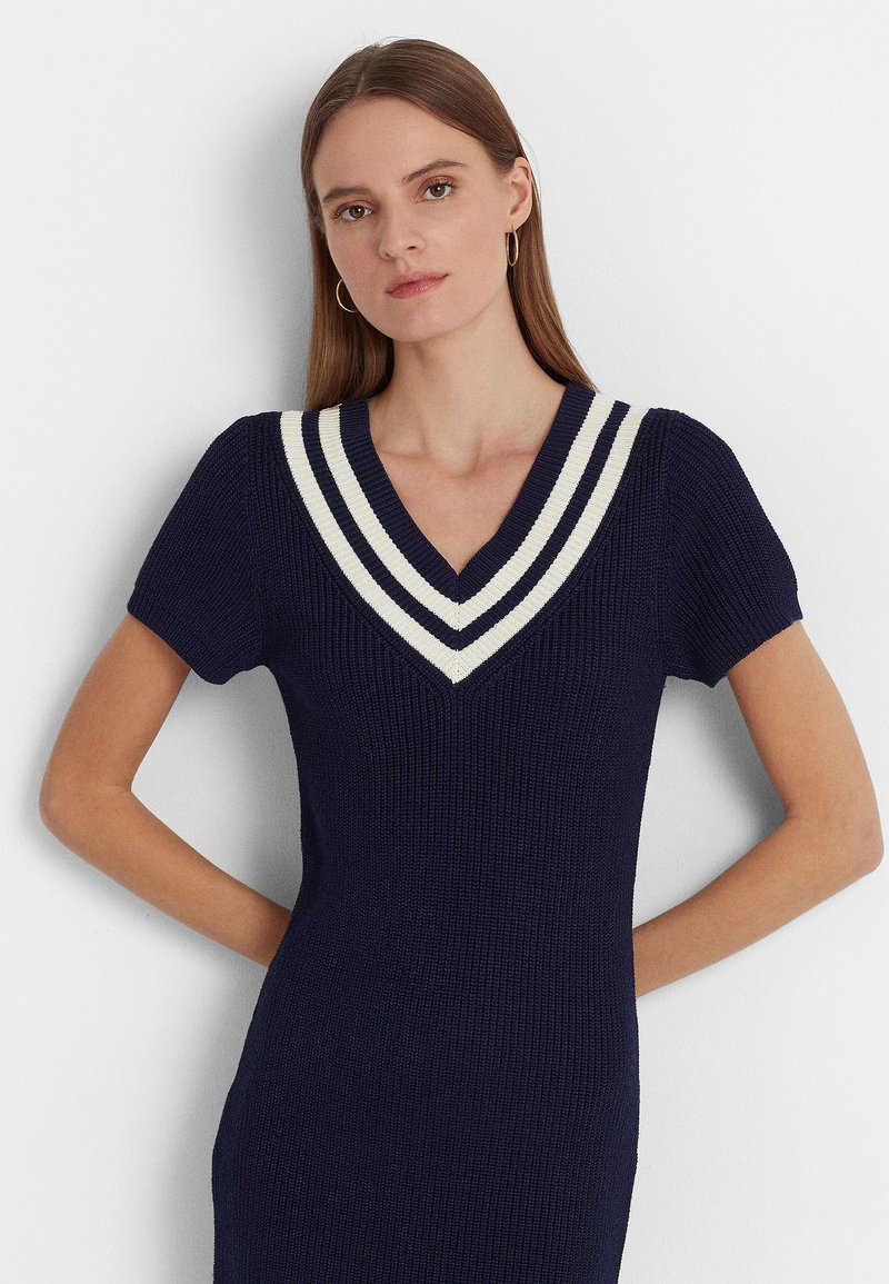Lauren Ralph Lauren JAREYDA SHORT SLEEVE DAY DRESS - Sarafanas - refined navy/mascarpone cream ...