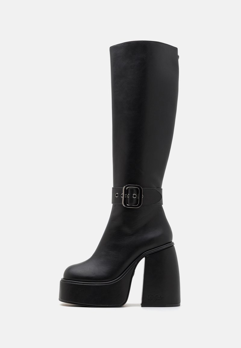 Buffalo HEART BOOT HI BUCKLE - Laarzen met hoge hak - black/zwart ...