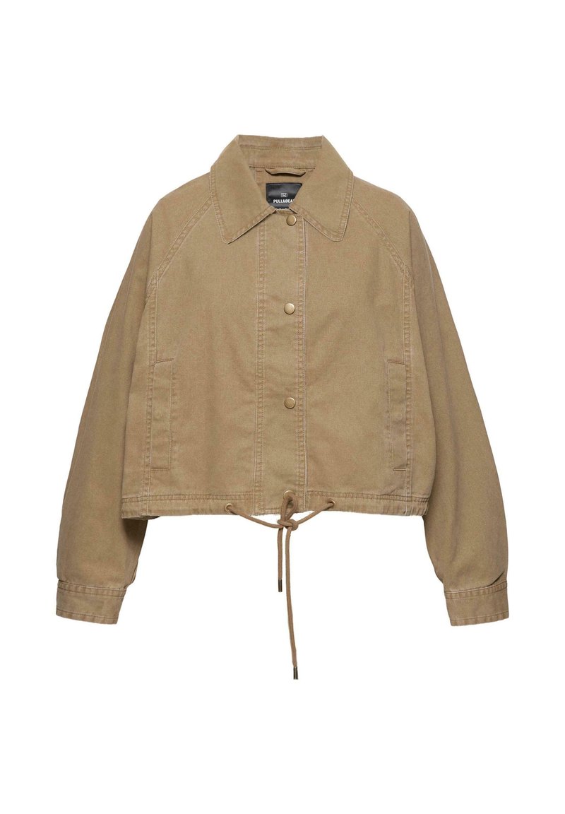 PULL&BEAR SHORT JACKET WITH DRAWSTRING HEM - Denim jacket - brown - Zalando