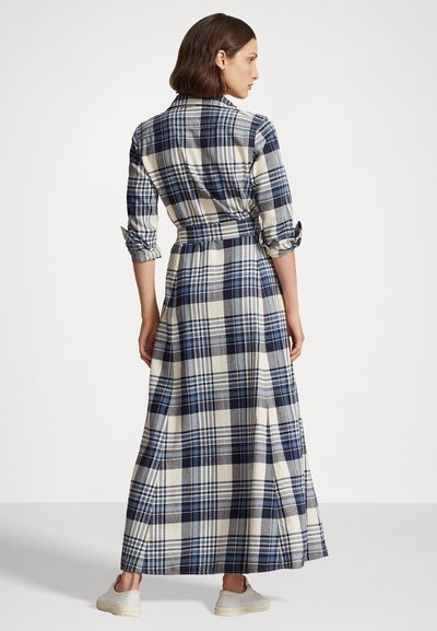 Polo Ralph Lauren LONG SLEEVE DAY DRESS - Blusenkleid - cream/navy/blue/blau - Zalando.de