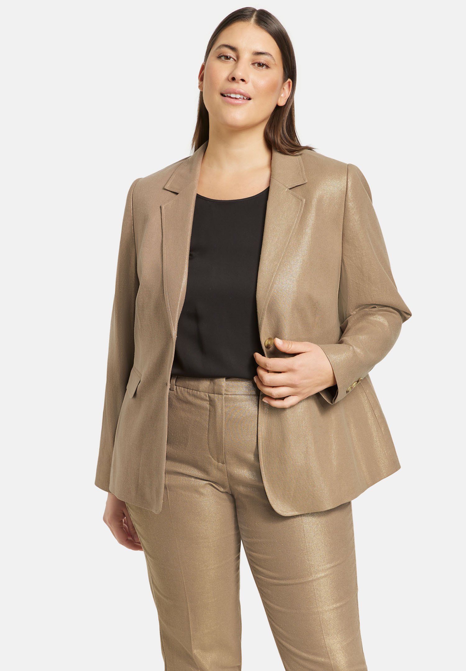 Samoon MIT GOLD-SCHIMMER - Blazer - shiny gold/goldfarben - Zalando.ch