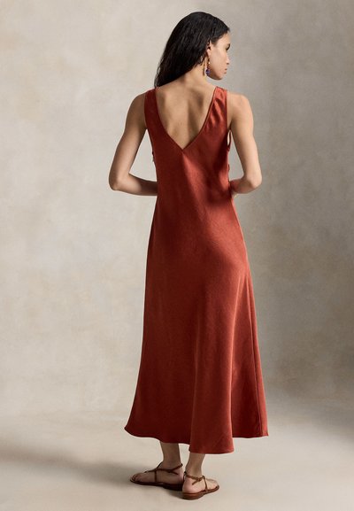 Polo Ralph Lauren SATIN PANELED DRESS - Koktélruha / Partiruha - rust ...
