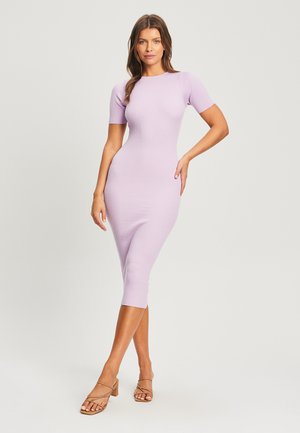 Bubbleroom PUFF SLEEVE STRUCUTRE MIDI DRESS - Etui-jurk - lilac/lila - Zalando.nl
