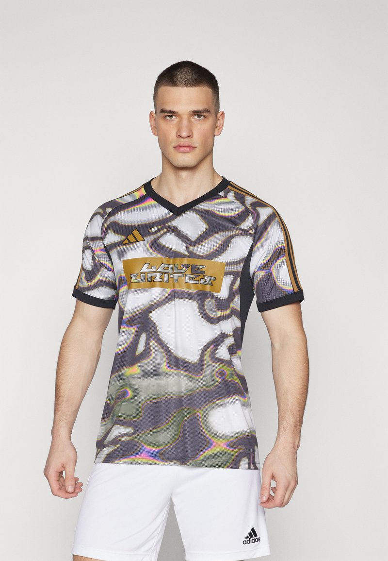 adidas Performance PRIDE - Sport T-Shirt - black/solar slime/bronze ...