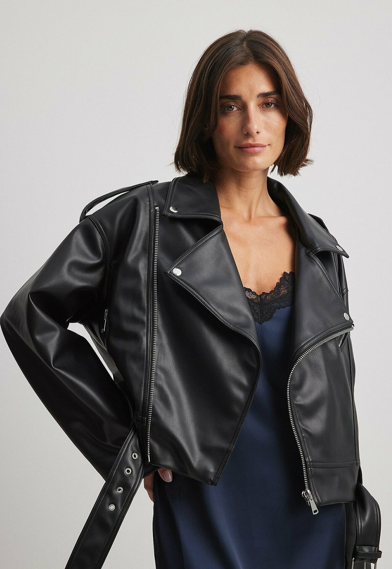 NA-KD Imitatieleren jas - black/zwart - Zalando.be