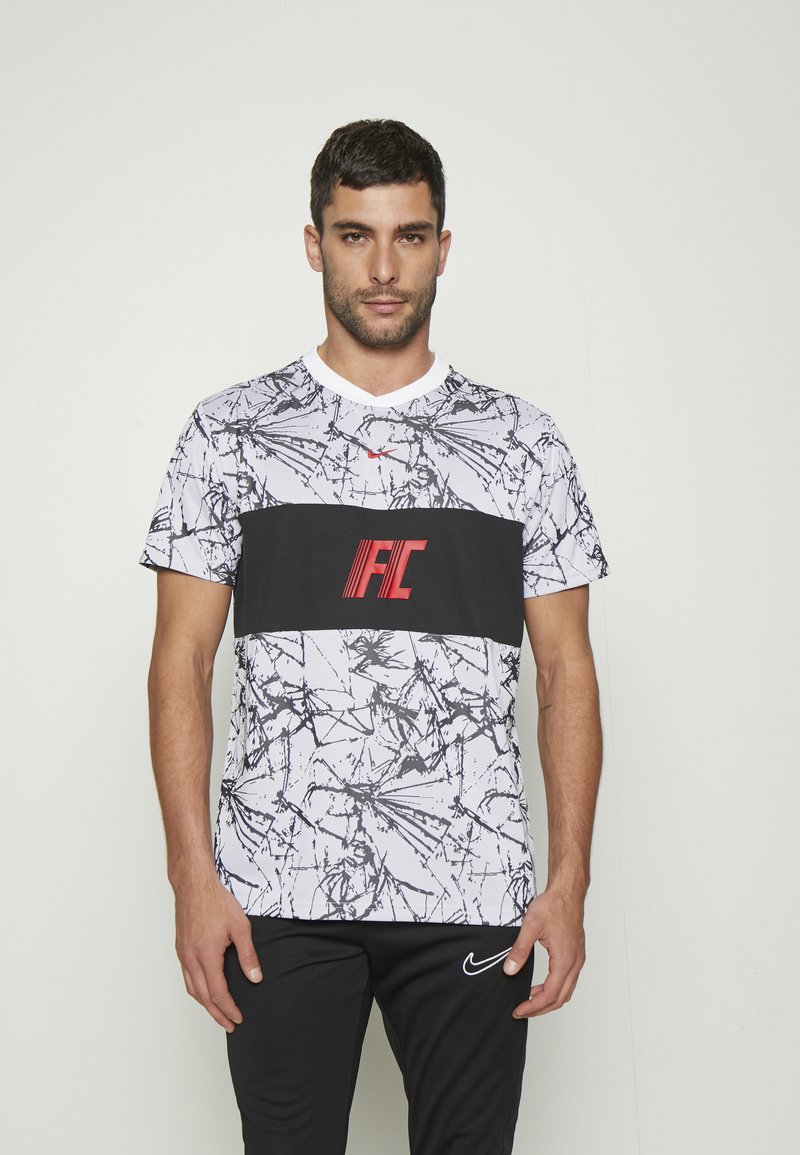 Nike Performance FC - Print T-shirt - black/white/university red/white ...
