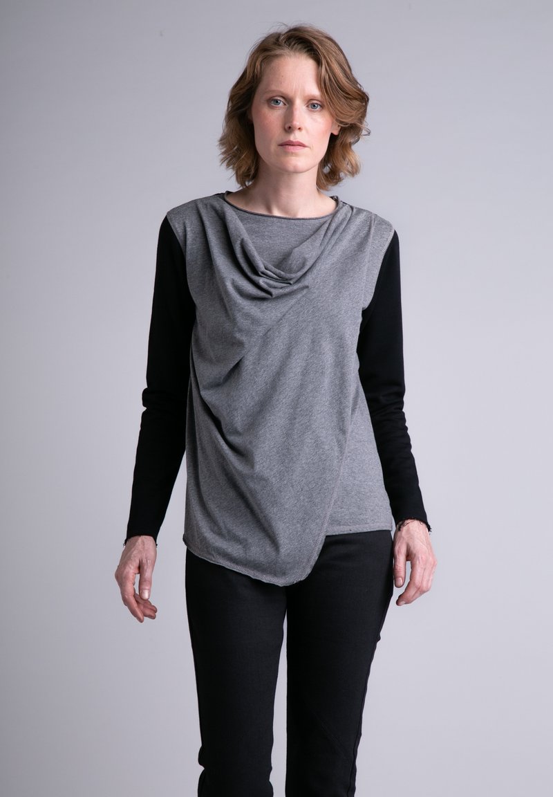 Reet Aus DRAPED - Langarmshirt - black grey/schwarz - Zalando.at