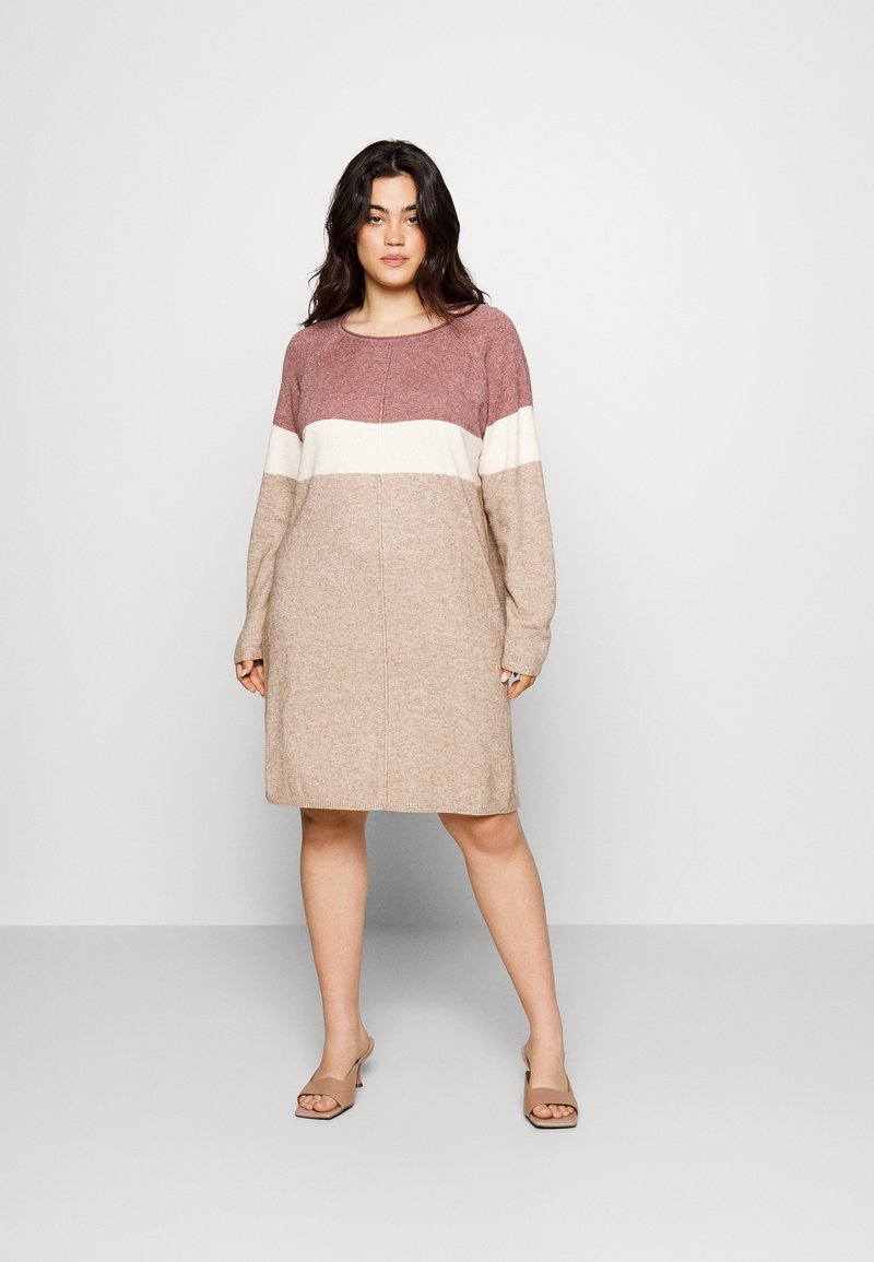 ONLY Carmakoma LAURA LS ABK - Strickkleid - rose brown/pink - Zalando.de