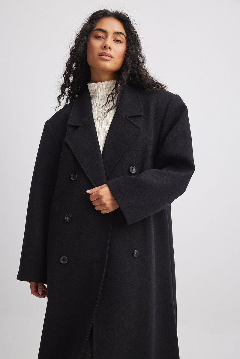 NA-KD COAT OVERSIZED - Mantel - black/zwart - Zalando.be