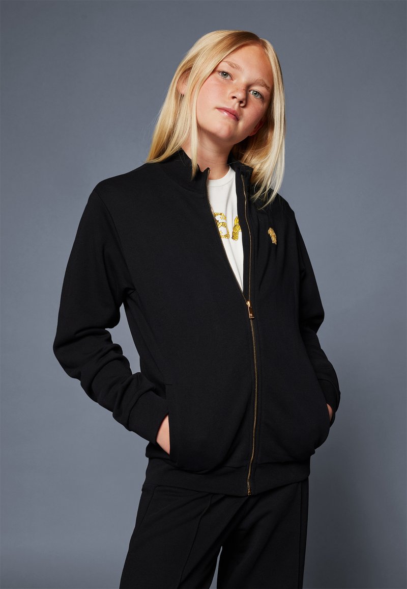 Versace MEDUSA EMBROIDERY UNISEX - Zip-up sweatshirt - black/gold/black ...