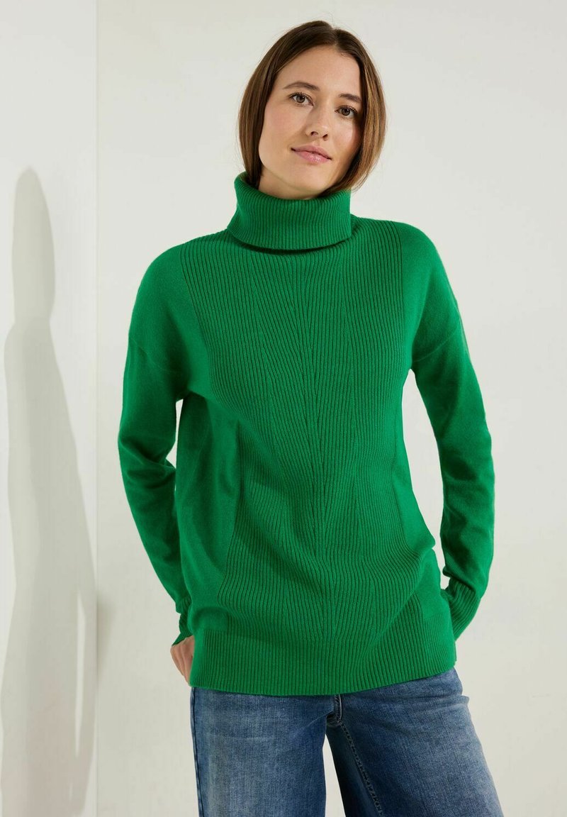 Cecil SOFTER ROLLKRAGEN - Strickpullover - grün/grün-meliert - Zalando.de