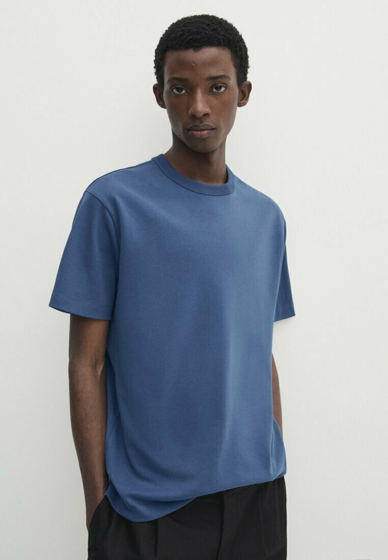 Massimo Dutti SHORT SLEEVE - T-shirt basic - royal blue/koningsblauw ...