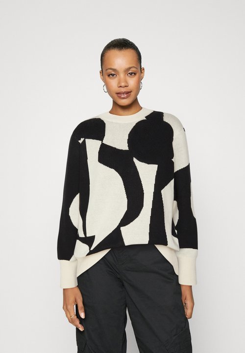 Kaffe KAVERA - Strickpullover - beige melange black/beige-meliert ...