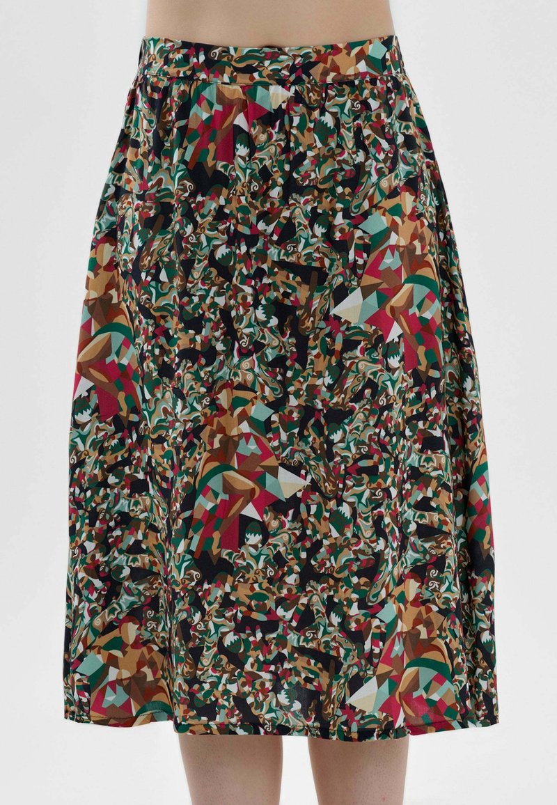 anou anou ALLOVER - A-lijn rok - red black beige/donkerrood gemêleerd ...