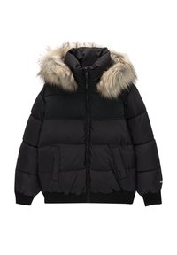 PULL&BEAR HOODED QUILTED - Winterjas - black/zwart - Zalando.nl