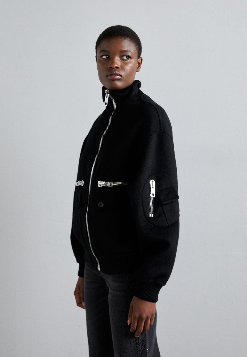 sandro DOUBLE FACE WITH ZIPPERS VISIBLE - Chaquetas bomber - noir/negro ...