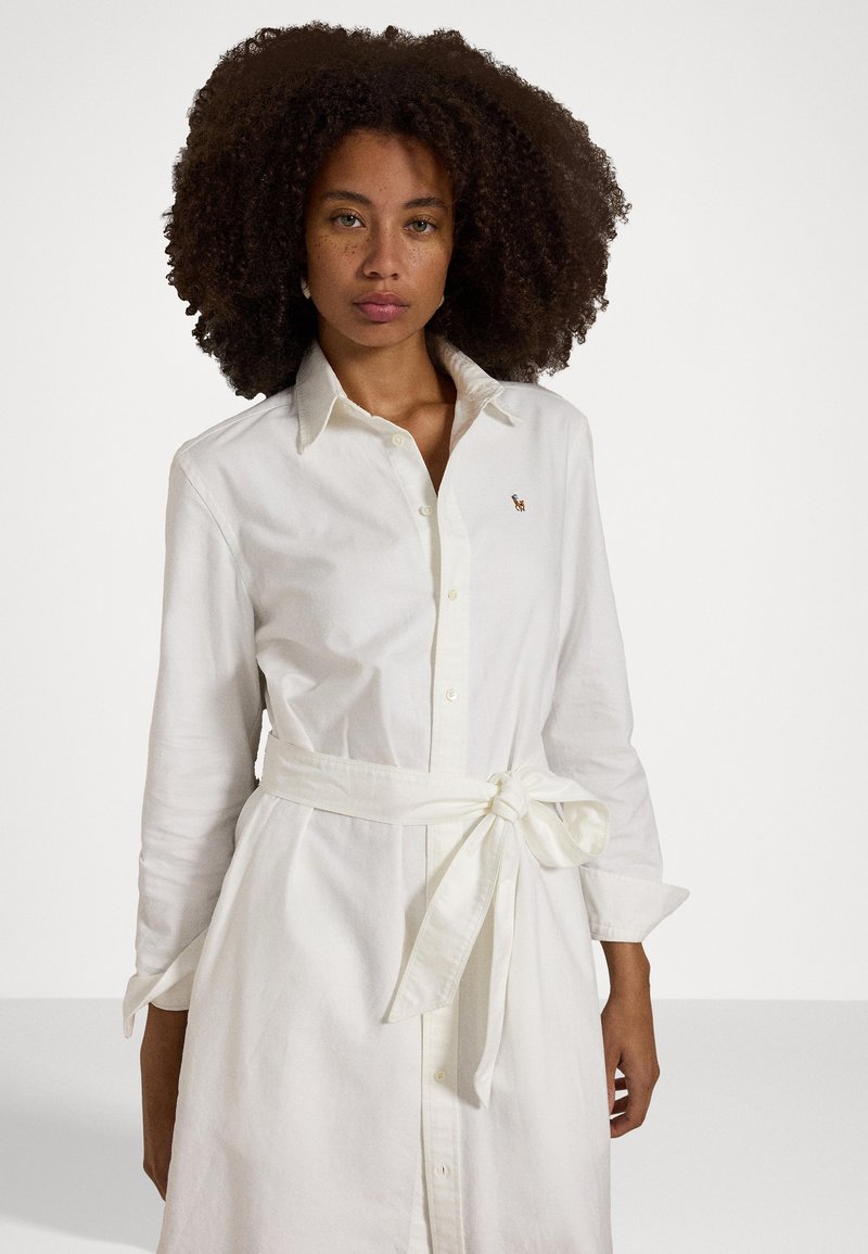Polo Ralph Lauren BELTED COTTON OXFORD SHIRTDRESS - Särkkleit - white/valge - Zalando.ee