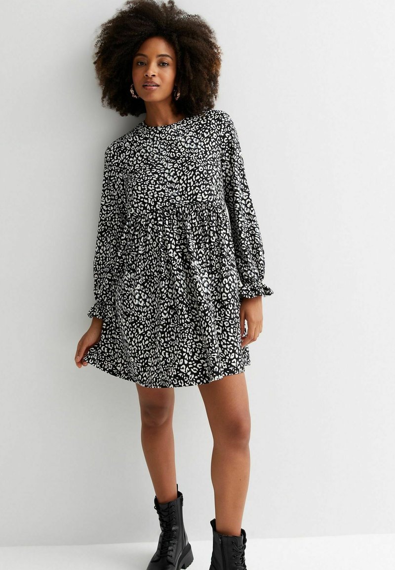 New Look ABSTRACT PRINT LONG SLEEVE - Jurk - black pattern/meerkleurig ...