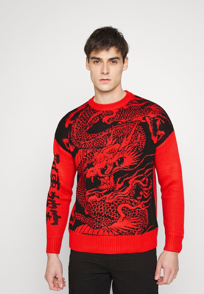 Criminal Damage DRAGON KNITTED JUMPER - Striktrøje - red/rød - Zalando.dk