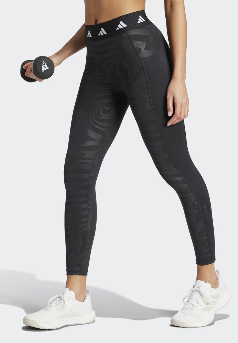 adidas Performance TECHFIT PRINTED 7/8 - Legging - black/zwart - Zalando.nl