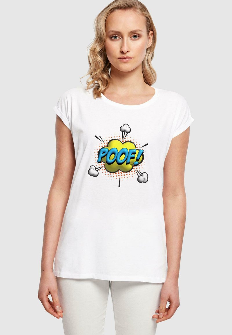 Merchcode POOF COMIC EXTENDED SHOULDER - T-Shirt print - white/weiß ...