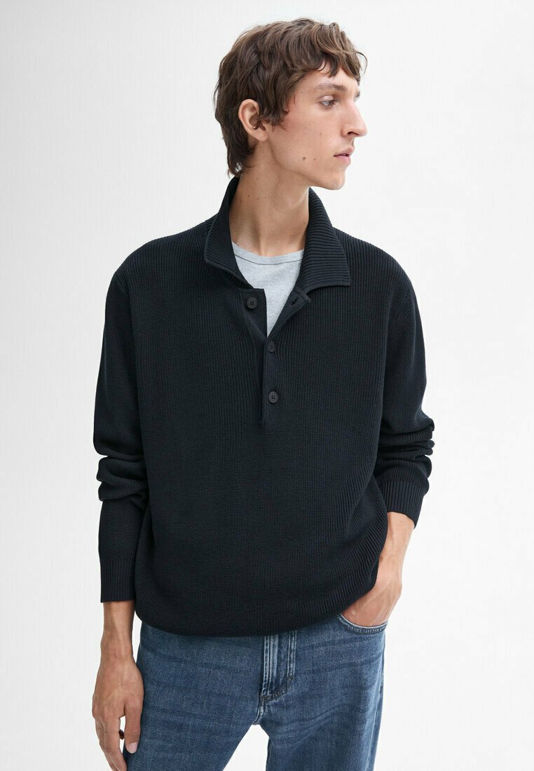 Massimo Dutti WITH POLO COLLAR - Poloshirt - dark blue/dunkelblau ...