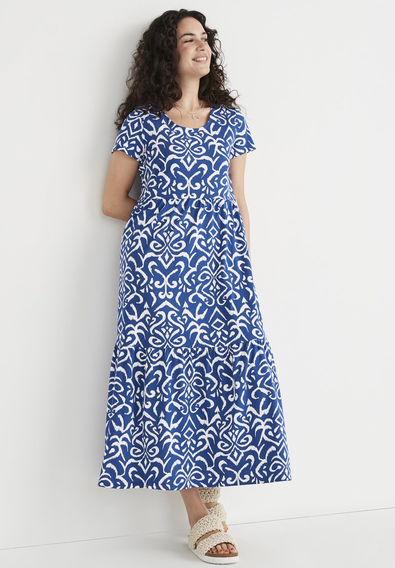 Cellbes of Sweden PATTERNED WITH FRILL - Maxi-jurk - blue white/wit ...