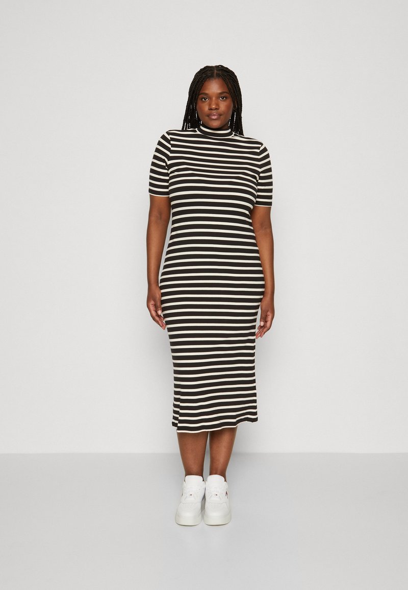Tommy Hilfiger Curve SLIM MIDI DRESS - Shift dress - black/calico/black ...