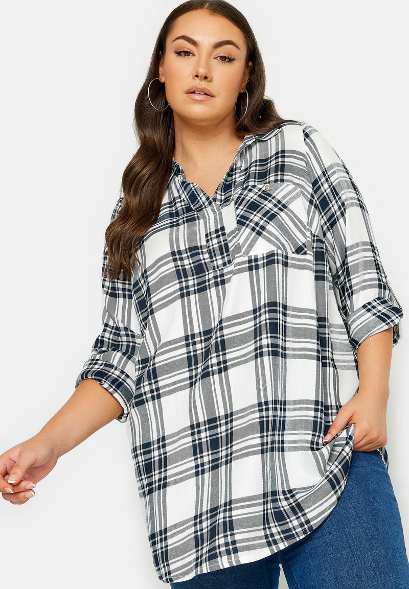 Yours Clothing CHECK PRINT - Blouse - white/wit - Zalando.nl