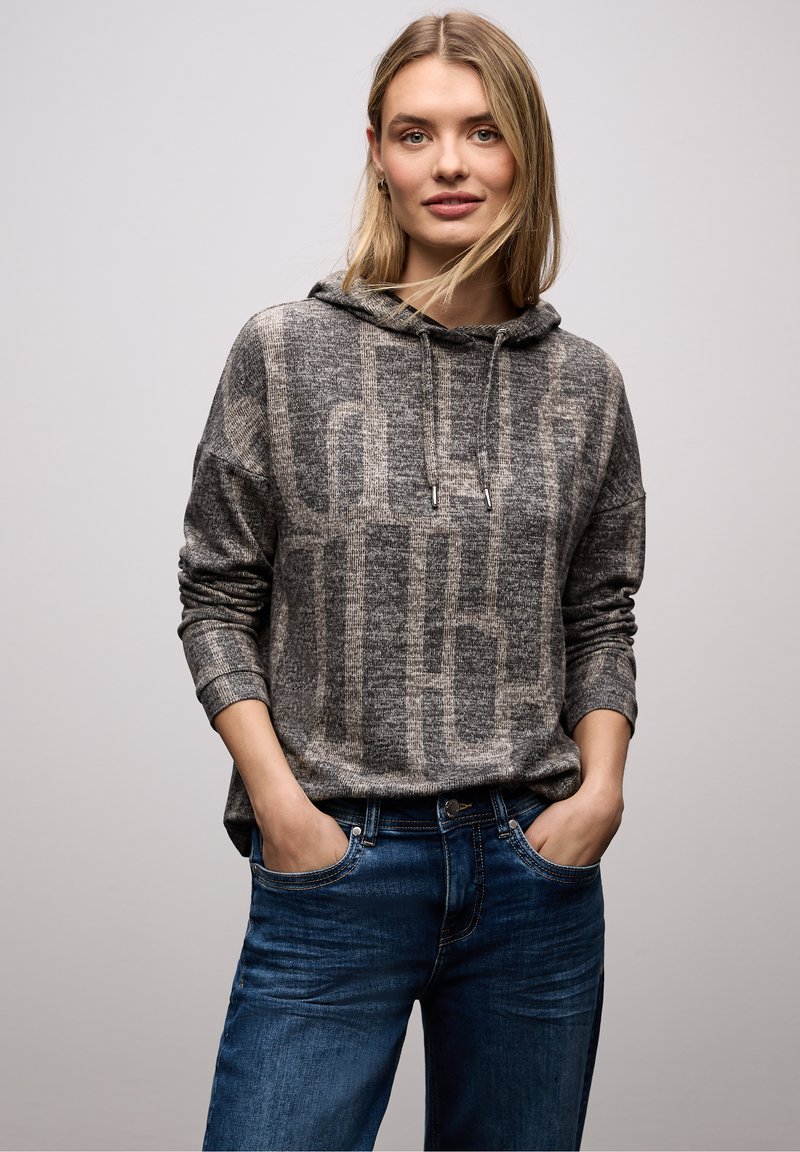 Street One GEMUSTERTER - Hoodie - darkest brown/brown - Zalando