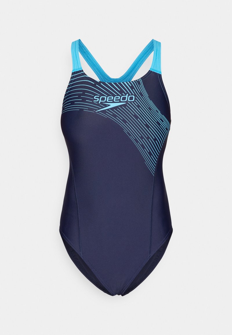 Speedo WOMENS MEDLEY LOGO PIECE - Swimsuit - true navy/picton blue/dark ...