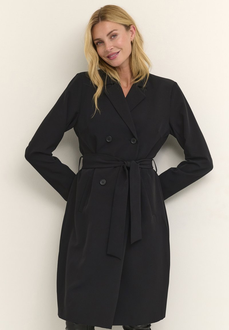 Kaffe KALORA - Classic coat - black deep/mottled black - Zalando.ie
