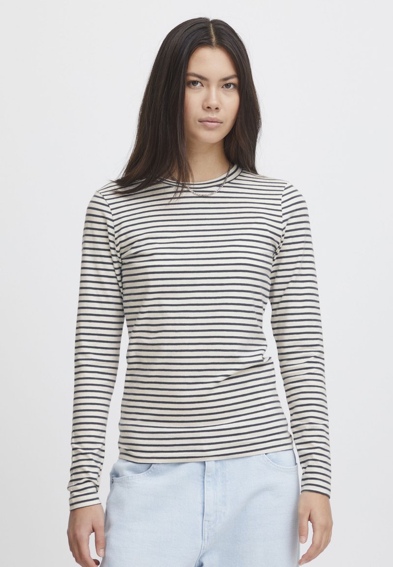 ICHI MIRA - Langarmshirt - total eclipse stripe/hellblau - Zalando.de