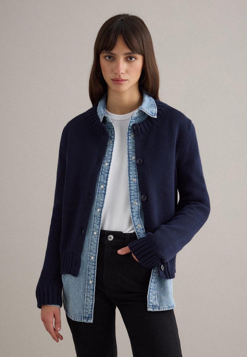 PIOMBO REGULAR FIT PURE WITH BUTTONS - Cardigan - navy blue/blue - Zalando