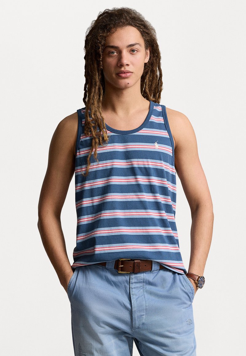 Polo Ralph Lauren STRIPED JERSEY TANK - Top - clancy blue multi/dark ...