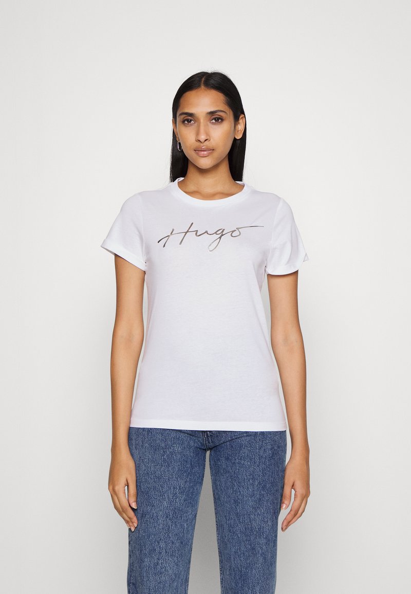 HUGO SLIM TEE - Camiseta estampada - white/blanco - Zalando.es