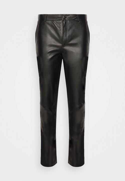 STUDIO ID ANTOINE - Leren broek - black/zwart - Zalando.be
