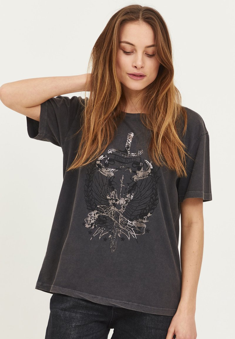 PULZ PZERICA - Camiseta estampada - black beauty/negro - Zalando.es