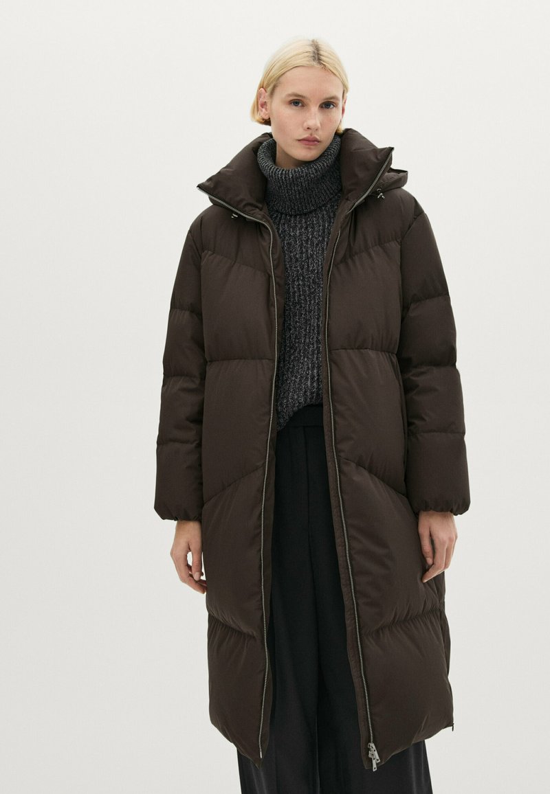 Massimo Dutti Wintermantel - mottled dark brown/dunkelbraun-meliert ...