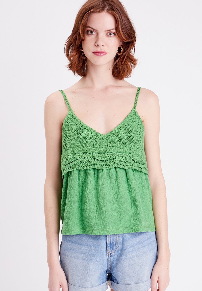 Cache Cache MIT KRAGEN IN HÄKELOPTIK - Débardeur - vert - ZALANDO.FR