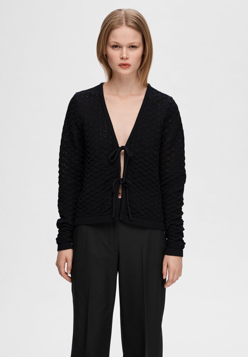 Selected Femme SLFFRIDA STRUCTURE CARDIGAN - Cardigan - black - Zalando ...