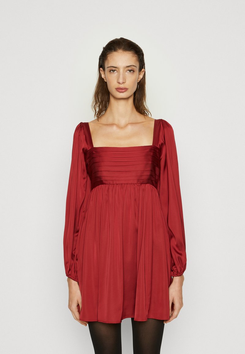 Abercrombie And Fitch Emerson Satin Long Sleeve Mini Dress Robe De