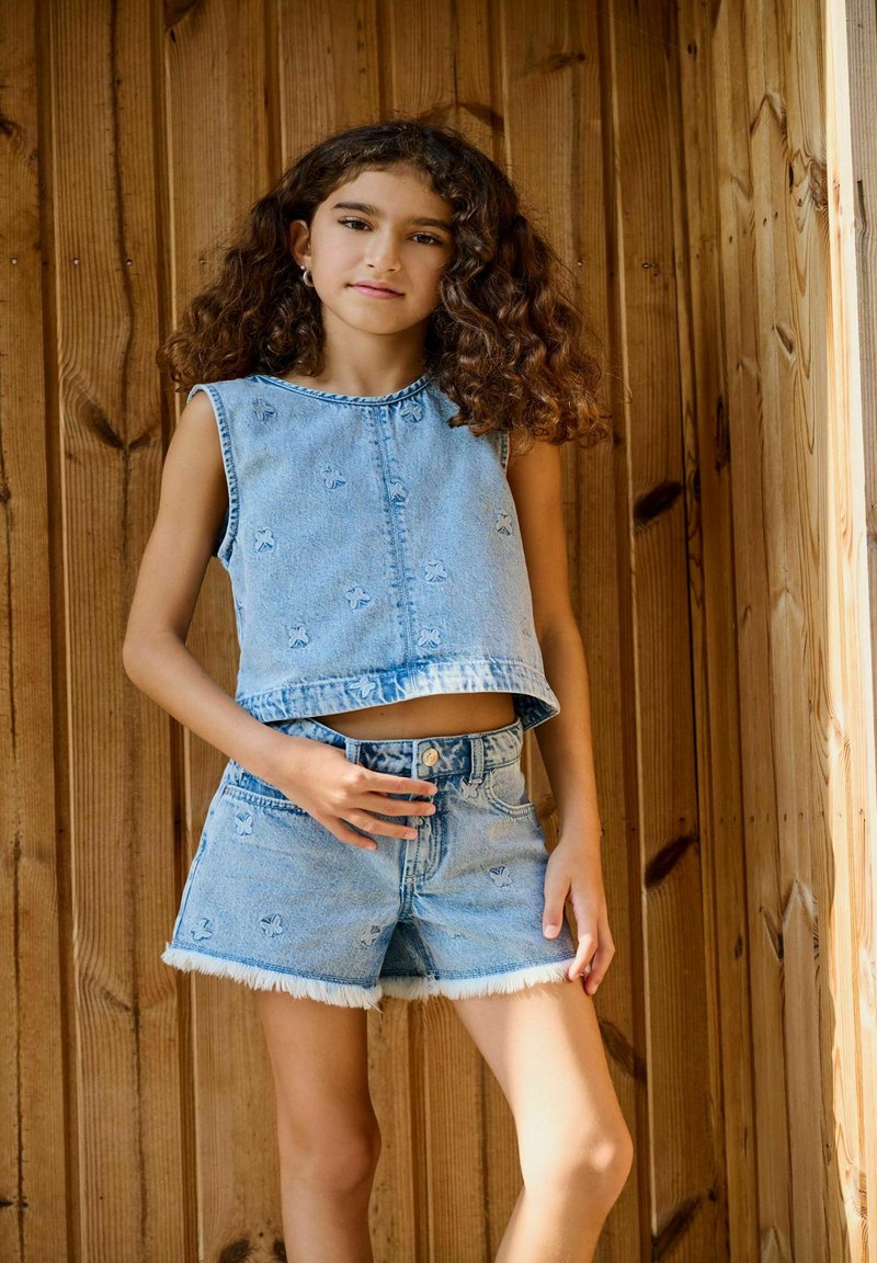 ONLY GIRLS KOGFREJA - Felső - light blue denim/világoskék farmer ...
