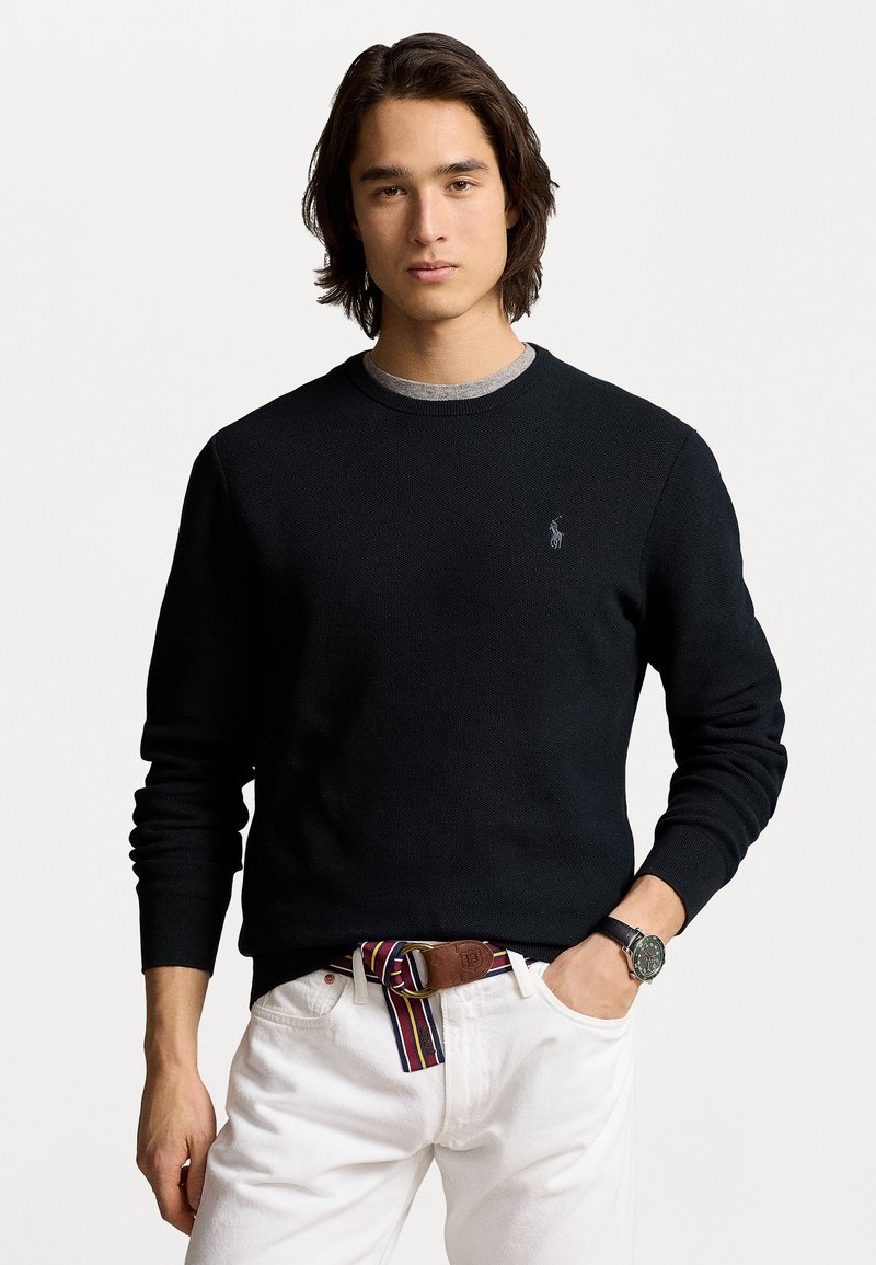 Polo Ralph Lauren TEXTURED COTTON CREWNECK JUMPER - Jumper - blacl ...