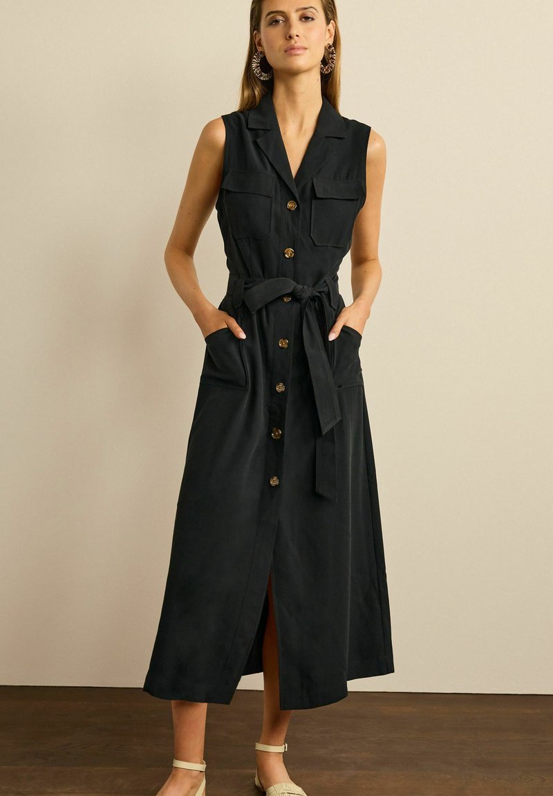 Next SLEEVELESS BELTED PETITE - Robe chemise - black/noir - ZALANDO.FR